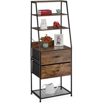 Relaxdays Relaxdays - tag&egrave;re vintage, 2 tiroirs, 5 &eacute;tages, design industriel, HxLxP : 164 x 60 x 41,5 cm, biblioth&egrave;que, noir-marron