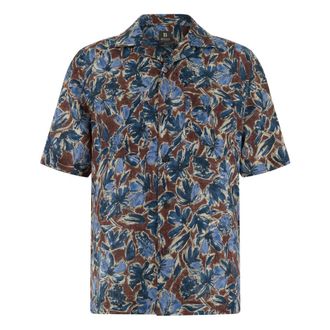 Boggi Milano Homme, Chemises, Multicolore, Taille: M Regular Fit Printed Linen Shirt