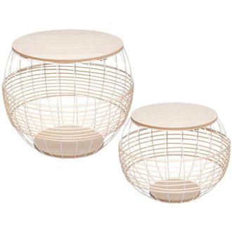 Atmosphera Atmosphera - Tables gigognes Juline blanc D41 50cm cr&eacute;ateur dint&eacute;rieur