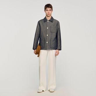 Sandro Worker-Jacke in Denim-Optik