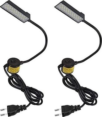 Lixada 2 lampes LED pour machine à coudre - 30 LED déclairage de travail, lampe à col de cygne avec base magnétique, tuyau flexible, compatible avec toutes l