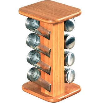 KESPER 58099 Gew&uuml;rzkarussell 8 leere Gl&auml;ser aus Bambus, Braun, 15 x 25,5 x 13 cm