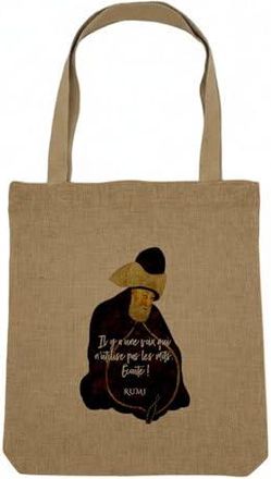 Fabulous Sac Shopping Tote Bag Aspect Lin - Il y a Une Voix Qui Nutilise Pas Les Mots Rumi Citation Meditation Spiritualit&eacute; - Sac de Courses Toile Epaisse 360g