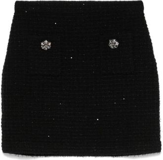 Self Portrait Textured Knit Mini Skirt - - Skirts - Damen - Schwarzk - L