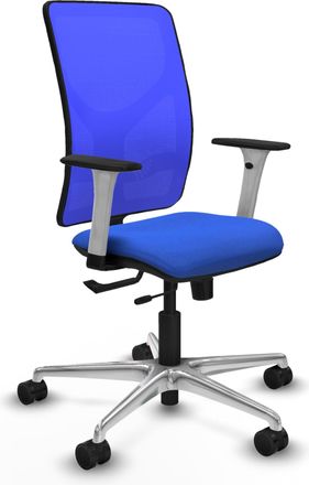 Piqueras y Crespo Blauer Schreibtischstuhl mit wei&szlig;en und schwarzen Armlehnen, h&ouml;henverstellbare Lendenwirbelst&uuml;tze, ausgestattet mit Syncro/Traslack und Schneideschaum