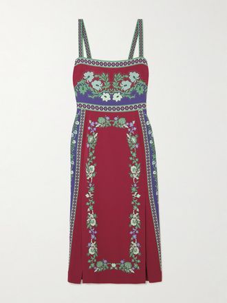 La DoubleJ Buy Me A Martini Midikleid Aus Stretch-cr&ecirc;pe Mit Blumenprint - Rot