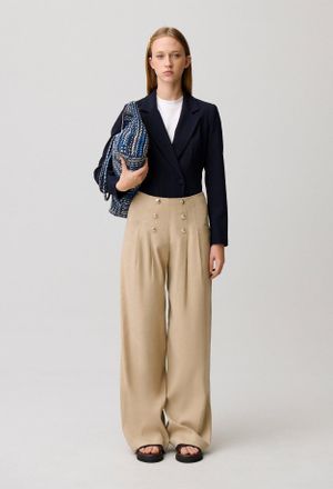 Claudie Pierlot Leinenhose mit Kn&ouml;pfen