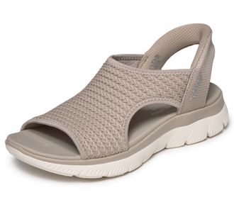 Skechers Sandale SKECHERS SUMMITS-SWEETLY EVOLVED, Damen, Gr. 35, taupe, Textil, Strukturmuster, Schuhe Sandale, Sportsandale, Trekkingsandale mit Slip-In Funk