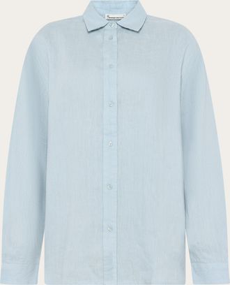 Knowledge Cotton Apparel Damen vegan Hemd Lose Leinen Skyway Blau