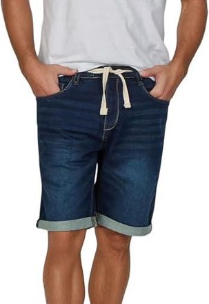 Riverso RIVPaul Short en jean stretch pour homme - Avec cordon de serrage - Coupe droite - Bermuda d&eacute;t&eacute; - Denim - Couleur unie - Noir - Bleu - Gris - 30, 31, 