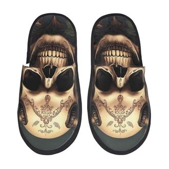 Generic Cr&acirc;ne &Agrave; Cornes Style M&eacute;tal Homme Femme Slippers Peluche Chaussons Confortable Chaussures De Maison Pour Maison Hiver Ext&eacute;rieur M