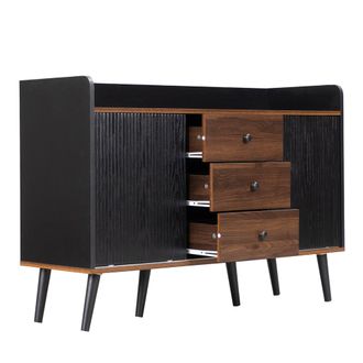 Generic HUQIQWE Sideboard Holz Mit Schiebet&uuml;ren Und 3 Schubladen Anrichte Sideboard Aus MDF Mit Regalb&ouml;den Stauraum K&uuml;chen Sideboard Buffetschrank K&uuml;che Staus