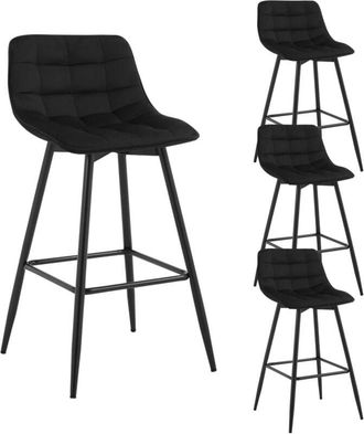 Woltu Woltu - Lot de 6 Tabourets de bar avec repose-pieds Tabouret pour bar/bistro, Si&egrave;ge en velours, Pieds en m&eacute;tal, Vert Fonc&eacute;