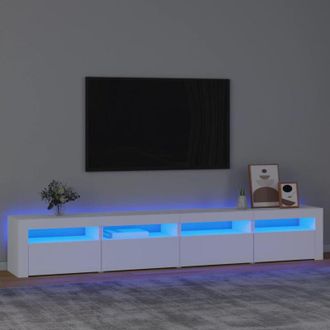 vidaXL Vidaxl - Meuble tv avec lumières led Blanc 240x35x40 cm