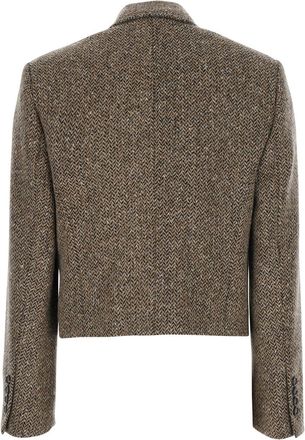 Brunello Cucinelli Herringbone Virgin Wool Blazer - Beige