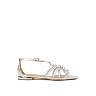 Kazar Silberne flache Sandalen mit geflochtenen Riemen - - Shoes - Damen - Grau - 39 EU