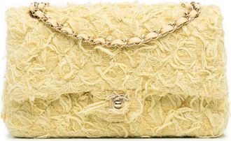 Chanel Hobo Bags - Medium Classic Fringed Tweed Double Flap - Gr. unisize - in Gelb - für Damen