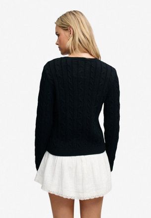 Superdry Strickpullover ESSENTIALS SD&CO CABLE JUMPER Kunstfaser, relaxed fit