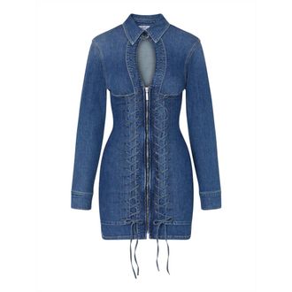 Liu Jo Kurzes Jeanskleid mit B&auml;ndern - - Dresses - Damen - Blau - S