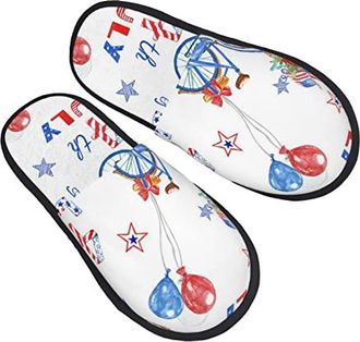 Generic Drapeau Bleu Du 4 Juillet Homme Femme Slippers L&eacute;g&egrave;res Chaussures De Maison Doux Chaussons Pour Hiver Maison Automne L