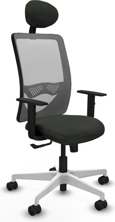 Piqueras y Crespo Schwarzer Drehstuhl Zulema mit 1D-Armen, h&ouml;henverstellbarer Lendenwirbelst&uuml;tze und festem Kopfteil, ausgestattet mit 3 Positionen und Schneidschaum, G