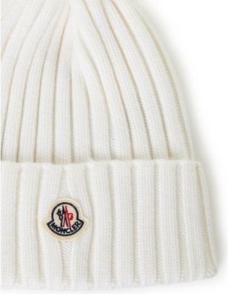 Moncler gemischter Wolle Pompom Hut - Weiß