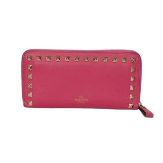 Valentino Portefeuille long pr&eacute;-poss&eacute;d&eacute; en cuir lisse Rockstud - Femme - Pre-owned - Rose - Taille: ONE Size
