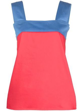 Saint Laurent blouse sans manches à design colour block (années 1970) - Bleu