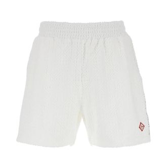 Casablanca Logo-bestickte wei&szlig;e Baumwollshorts - - Shorts - Herren - Wei&szlig; - L