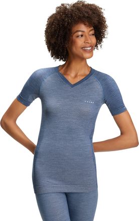 Falke Damen Baselayer-Shirt Wool-Tech Light V Neck W S/s Ts Wolle Funktionsmaterial schnelltrocknend 1 St&uuml;ck, Blau Capitain 6751, M