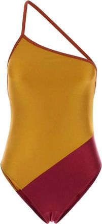 Saint Laurent One-shoulder Two-tone Swimsuit