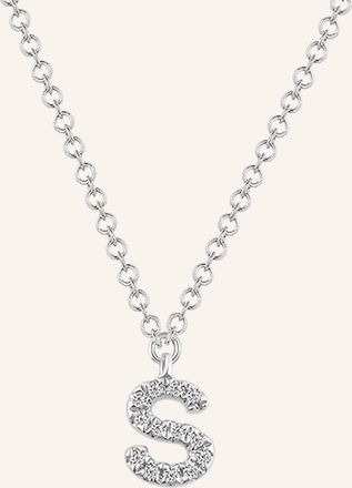 Leaf Initialien Halskette S Aus 14 Karat Weißgold Mit Diamanten silber