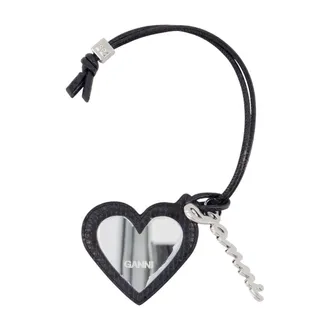 Ganni Womens Bou Heart Snake Mirror Synthetic Black Accessories Small-leather-goods