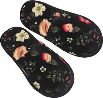 Generic Antid&eacute;rapant Pantoufles Imprim&eacute; Floresal dautomne Pantoufles Maison Unisex Chaussons en Peluche pour Hiver Ext&eacute;rieur Adulte M
