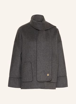 Maje Jacke Mit Abnehmbarem Schal grau