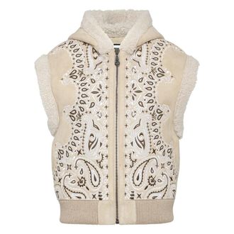 Philipp Plein Leather Vest Paisley - - Jackets - Damen - Beige - XL