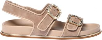 Baldinini Femme, Chaussures, Beige, Taille: 38 1/2 EU Suede Sandal