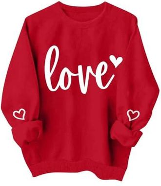 Generic Coll&egrave;ge Adolescentes Filles Motif Coeur D&eacute;contract&eacute; Graphique Chemisier Oversize Manches Longues Hauts Grande Taille Sweat-shirt Col Rond Gilets Homme
