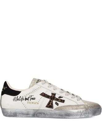 Premiata baskets &agrave; motif l&eacute;opard - Blanc