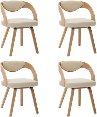 vidaXL Vidaxl - Chaises &agrave; manger lot de 4 cr&egrave;me bois courb&eacute; et similicuir