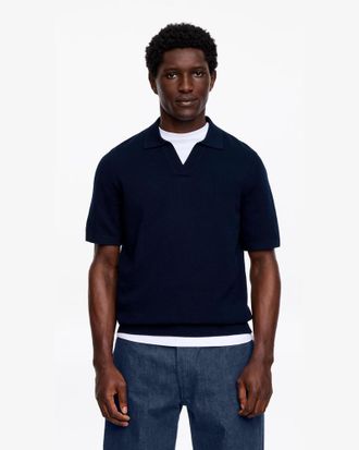 Arket Strukturiertes Polohemd -Blau