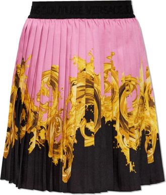 Versace Jeans Couture Femme, Jupes, Rose, Taille: 34 FR Printed Twill Pleated Mini Skirt