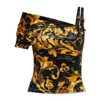 Versace Jeans Couture Baroque Buckle Ribbed One-Shoulder Top - - Blouses & Shirts - Damen - Gelb - S