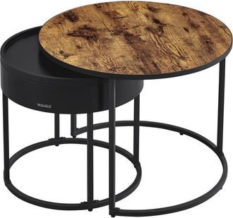 Vasagle Vasagle - Tables Basses, Lot de 2, Tables dAppoint Rondes, Tables Gigognes, Style Moderne, Rangement Discret et Plateau, pour Salon, Chambre