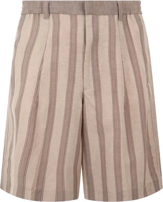 Emporio Armani Homme, Shorts, Beige, Taille: M Bermuda en lin m&eacute;lang&eacute;