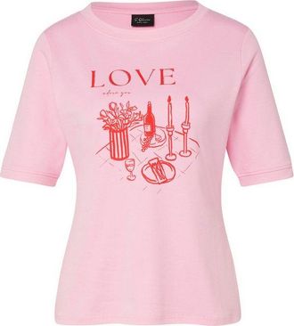 s.Oliver Kurzarmshirt T-Shirt T-Shirt mit Schmucksteinen und Frontprint