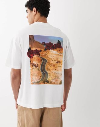 HUGO BOSS HUGO Red - T-shirt oversize &agrave; logo imprim&eacute; - Blanc