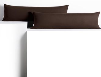 Decoking 2 Kissenbezüge 40x145 cm Jersey 100% gekämmte Baumwolle Reißverschluss braun Amber