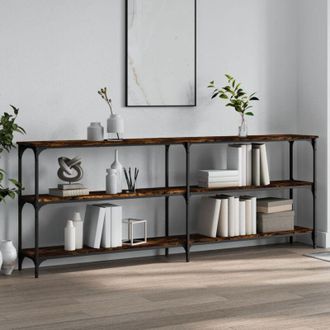 vidaXL Table console ch&ecirc;ne fum&eacute; 200x29x75 cm bois ding&eacute;nierie
