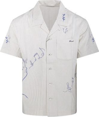 Dunst Homme, Chemises, Blanc, Taille: L Chemise &agrave; Col Ouvert Dessin&eacute;e &agrave; la Main